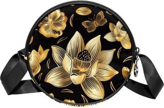 Generic Circle Sac &agrave; bandouli&egrave;re pour femme, petit sac &agrave; bandouli&egrave;re dor&eacute; avec fermeture &eacute;clair, bretelles r&eacute;glables, sac &agrave; main rond d&eacute;contract&eacute; pour femmes 