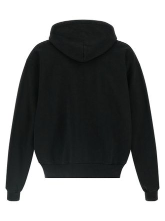 Balenciaga Graphic-Print Cotton Hoodie - Black
