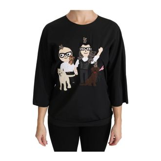 Dolce & Gabbana Femme, Tops, Noir, Taille: 34 FR T-shirt en soie