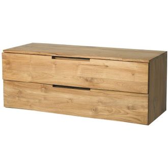 Vente-Unique Meuble sous vasque suspendu en teck clair - 2 tiroirs - 115 cm - BIMBING