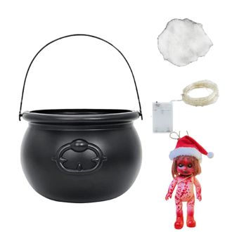 Generico Halloween Cauldron mit Lichtern - Schwarze Hexen Blumentopf-Dekoration, gruselige LED Zubeh&ouml;r | Langlebiger Glittereffekt, gruseliger f&uuml;r den Gabi-Kam