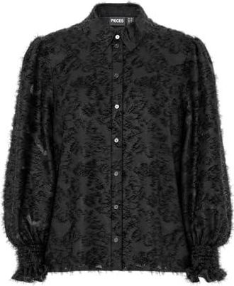 Pieces Pcpina Ls T-Shirt Chemisier à Manches Longues, Noir, L Femmes
