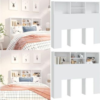 vidaXL Vidaxl - Bett-Kopfteil mit Ablagen Wei&szlig; 120x19x103,5 cm - Bett Kopfteil - Holzwerkstoff - Wei&szlig;er Bettkopfteil - Regal Als Kopfteil - Schlafzimmer