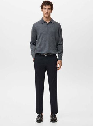 Mango Pantalon Barna super slim-fit chino en serg&eacute; bleu marine - Homme - 38 - MANGO MAN