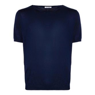 KANGRA Geripptes T-Shirt mit Rundhalsausschnitt - - Knitwear - Herren - Blau - L
