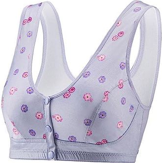 Generic Soutien-gorge 2026 pour femmes - Sans bords fronc&eacute;s sur le c&ocirc;t&eacute; ferm&eacute; - Style gilet fin en soie glac&eacute;e - Impression bouton sur le devant, bleu, 72