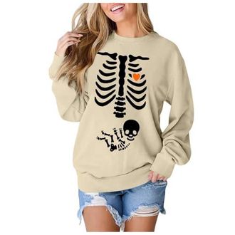 Generic Sweatshirts pour femmes, t-shirts &agrave; manches longues d&eacute;contract&eacute;s avec graphique, col rond, sweatshirts, hauts de pull pour femmes Veste de surv&ecirc;tement