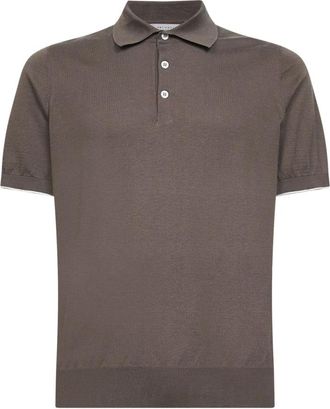 Brunello Cucinelli Homme, Tops, Brun, Taille: 4XL Polo en maille l&eacute;g&egrave;re