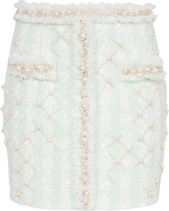 Balmain Femme, Jupes, Vert, Taille: 38 FR Jupe Courte en Tweed