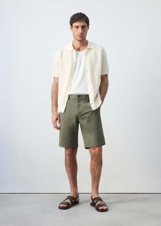 Mango Bermuda slim-fit chino coton vert for&ecirc;t - Homme - 38 - MANGO MAN
