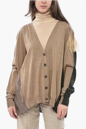 Moschino COUTURE! Virgin Wool Cardigan with Double-Sleeve Design size 38