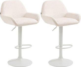 Clp Ensemble de 2 tabourets de bar Braga en crème en velours, métal blanc opaque