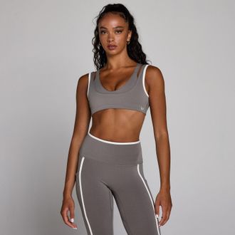 MyProtein MP Damen Velocity Kontrast-Sport-BH mit doppelter Lage - Aschgrau - XXL