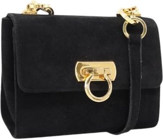 Ferragamo Sac bandouli&egrave;re en daim Pre-owned - Femme - Pre-owned - Noir - Taille: ONE Size