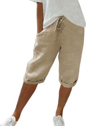 Generic Pantalon Femme 7/8, Pantalon Court Leger Ete Chic Pantalon Corsaire Loisir Plage Yoga Pantalon 3/4 Fluide 2024 Pants Capri L&eacute;ger Et Confortable &Agrave; S&eacute;ch