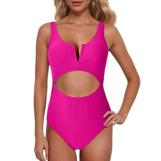 Generic Maillot de bain femme sport couleur unie monokini vacances dos nu contr&ocirc;le du ventre imprim&eacute; maillots de bain basiques &eacute;t&eacute; femmes v&ecirc;tements de plage, 