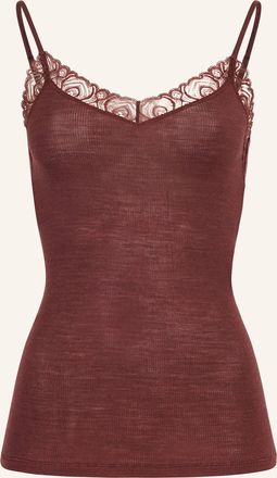 Hanro Top Woolen Lace Aus Merinowolle Mit Spitze braun