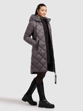 Khujo Steppmantel KHUJO LINDA, Damen, Gr. XL, graphite grau, 100% Nylon, unifarben, eingesetzt elastischer Bund mit Windstopper, M&auml;ntel Steppmantel, Topsell