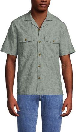 Lands End Kurzarmhemd aus Baumwoll-/Leinenmix, Herren, Größe:44-46 regular, Grün, Leinen/Baumwoll-Mischung, by Lands End