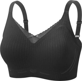 Generic Soutien-gorge c&ocirc;tel&eacute; sans fil pour femme avec bretelles r&eacute;glables, col en V avec bordure en dentelle, haut de soutien doux et extensible | Coussinets 