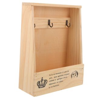Soimiss Vintage Holz Schlüsselaufbewahrung Wandmontage Schlüsselbox mit Haken für Flur Eingang Natürlicher Holz Schlüsselhalter Retro Design zur Organisierten