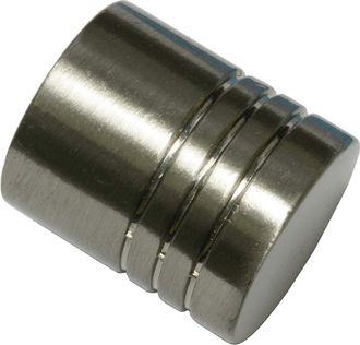 Gardinia Endknöpfe für Gardinenstangen, 2 x Endstück Zylinder Profil, Serie Memphis, Metall, Edelstahl-Optik, Ø 16 mm