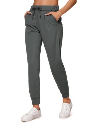 CRZ YOGA Damen Jogginghose mit Tunnelzug Undurchsichtig Sweathose Sporthose Seitentaschen - 71cm Mysteri&ouml;ses Grau 38