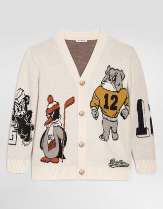 Dolce & Gabbana Cardigan Aus Jacquard-piqu&eacute; - Mann Collection Mehrfarbig 13 Years
