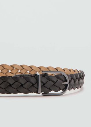 Mango Ceinture 100% cuir tress&eacute; marron - Homme - 100 - MANGO MAN