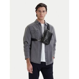 Calvin Klein Umh&auml;ngetasche Calvin Klein Emblem Aop Coated Square Sling LV04D3335G Schwarz
