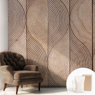 Tulup Carta Da Parati Con Design Moderno - Con Motivi Moderni - Fotomurali In Tnt Soggiorno Camera De Letto Sala Ufficio Onde Di Legno 250x250 Cm