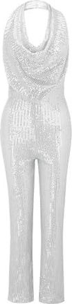 Generic Combinaison d&eacute;t&eacute; nouvelle europ&eacute;enne et am&eacute;ricaine pour femme - Sans manches - Col &agrave; paillettes - Pantalon &agrave; paillettes - Barboteuse de mariage - Comb