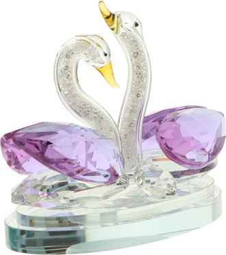 Cabilock Schwanenstatue aus Kristallglas Violette Farbe als Wohndeko f&uuml;r Schlafzimmer und Wohnzimmer Handgefertigte Kristallschwanenfigur