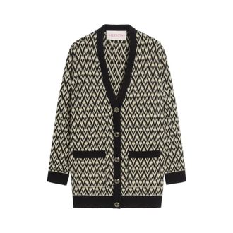 Valentino Monogramm Strickjacke - - Knitwear - Damen - Schwarzk - S