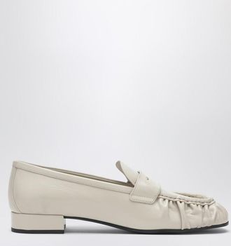 Prada Ivory ruched loafer with logo