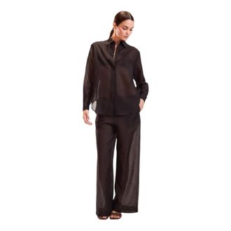Cynthia Rowley Salina Sheer Pant - Femme - Pantalons - Noir - Taille: 36 FR