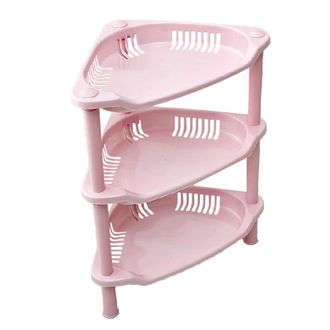 Amosfun Dreieckiges Eckregal Kunststoff Verstellbar Freistehend Aufbewahrung F&uuml;r K&uuml;che Bad Praktische Eckaufbewahrung Organizer Zuf&auml;llige Farbe