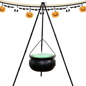 Generic | Halloween Stativ Sch&uuml;ssel mit Lichtern | Vintage Topfdekoration Haunted House Hof Porch K&uuml;che Outdoor Festlich Themenparty Display Gartenzange