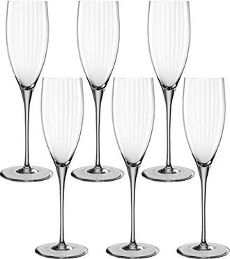 Leonardo Poesia Sektglas 6er Set, spülmaschinengeeignetes Champagnerglas, Höhe 25 cm, 250 ml, grau, 022381