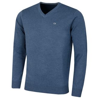 Calvin Klein Herren V-Ausschnitt Soft Cotton Pullover - Denim Marl - XXXL