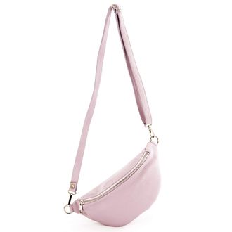 modamoda.de T211 Damen Leder Bauchtasche Brusttasche H&uuml;fttasche handmade in Italy, Farbe:Flieder