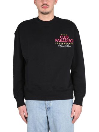 Msgm Logo-Print Cotton Sweatshirt - Black