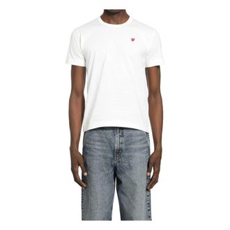 Comme Des Gar&ccedil;ons Homme, Tops, Blanc, Taille: S T-Shirt Petit Embl&egrave;me Rouge En Maille