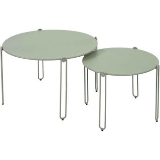 Oviala Lot de 2 tables basses gigognes de jardin vert sauge