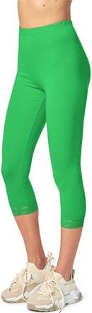 Merry Style Leggings Femme 3/4 Capri Legging Opaques en Viscose avec Dentelle MS10-290 (Vert, XS)