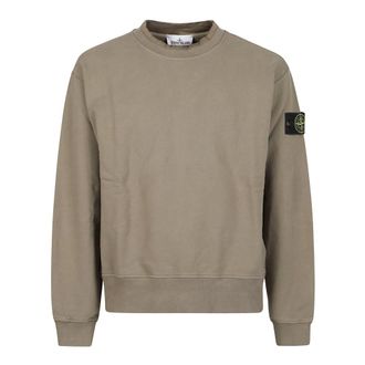 Stone Island Homme, Sweatshirts et sweats &agrave; capuche, Vert, Taille: M SweaT-shirt en interlock de coton