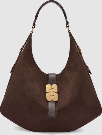 Ganni Sac Kat Large Suede Chicory Coffee