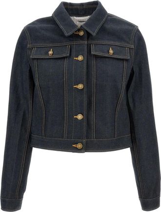 Thom Browne Femme, Vestes, Bleu, Taille: 40 FR Shrunken Selvedge Denim Jacket