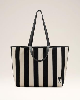 Ami Cabas Ami De Coeur Blanc en Coton Noir - TU - Unisex