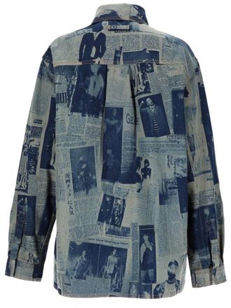 Jean Paul Gaultier Newspaper Print Cotton Shirt - Blue